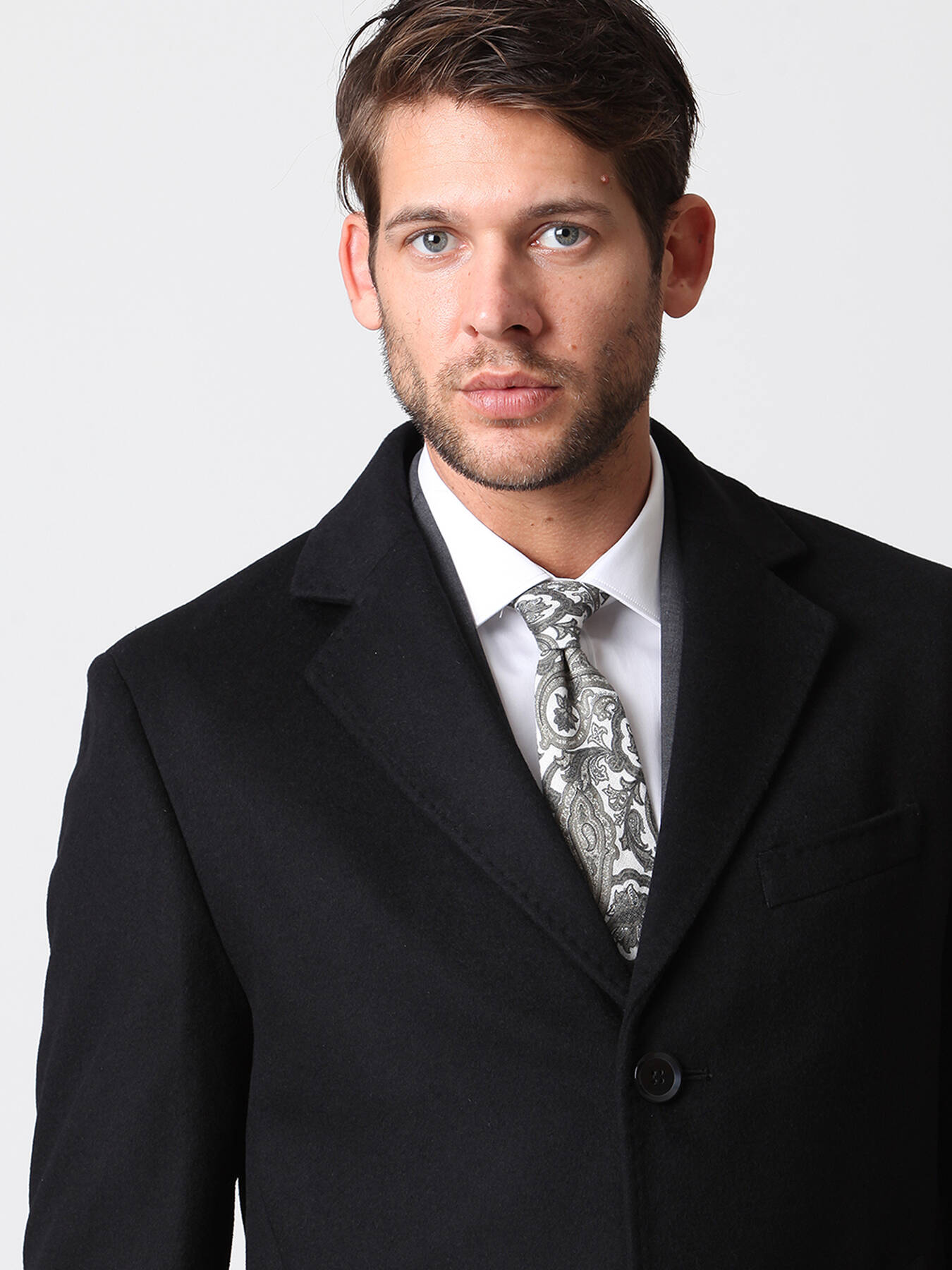 Black Regular Fit Casual Weaving Overcoat