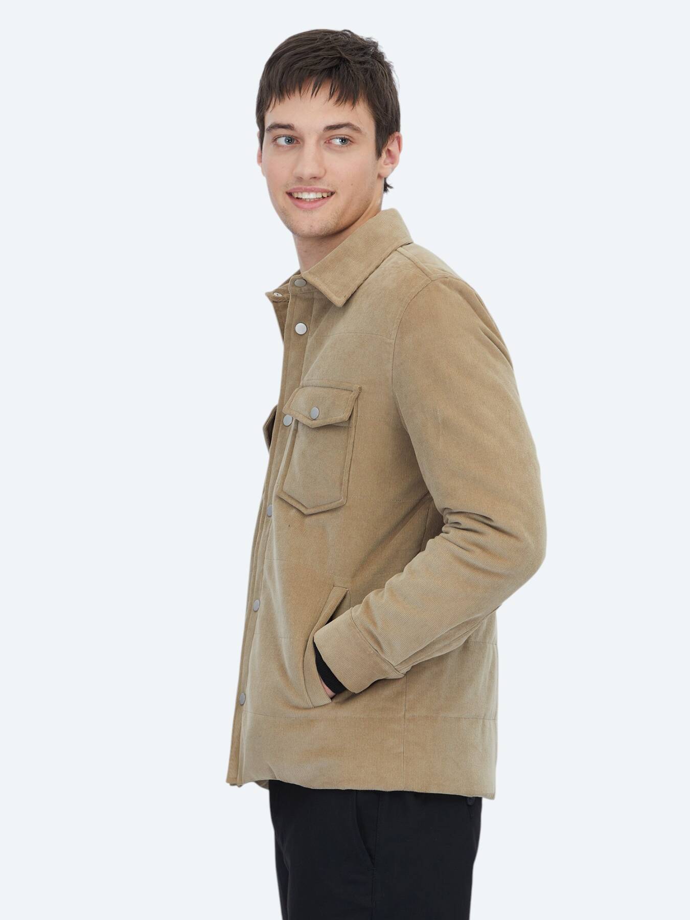 Erkek Deve Tüyü Regular Fit Gömlek Yaka Casual Dokuma Mont | KİP