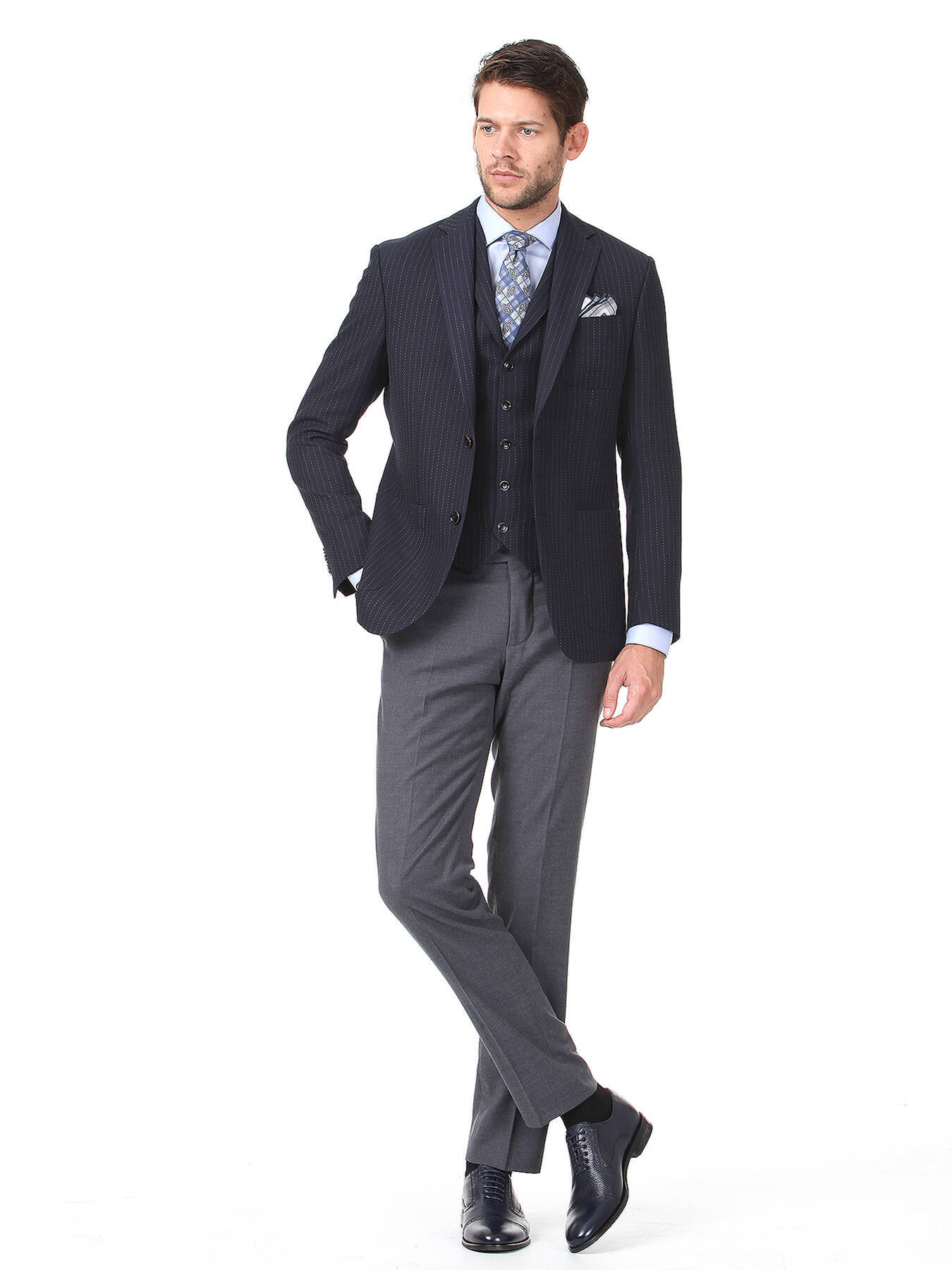 Navy Blue Suit With Waistcoat