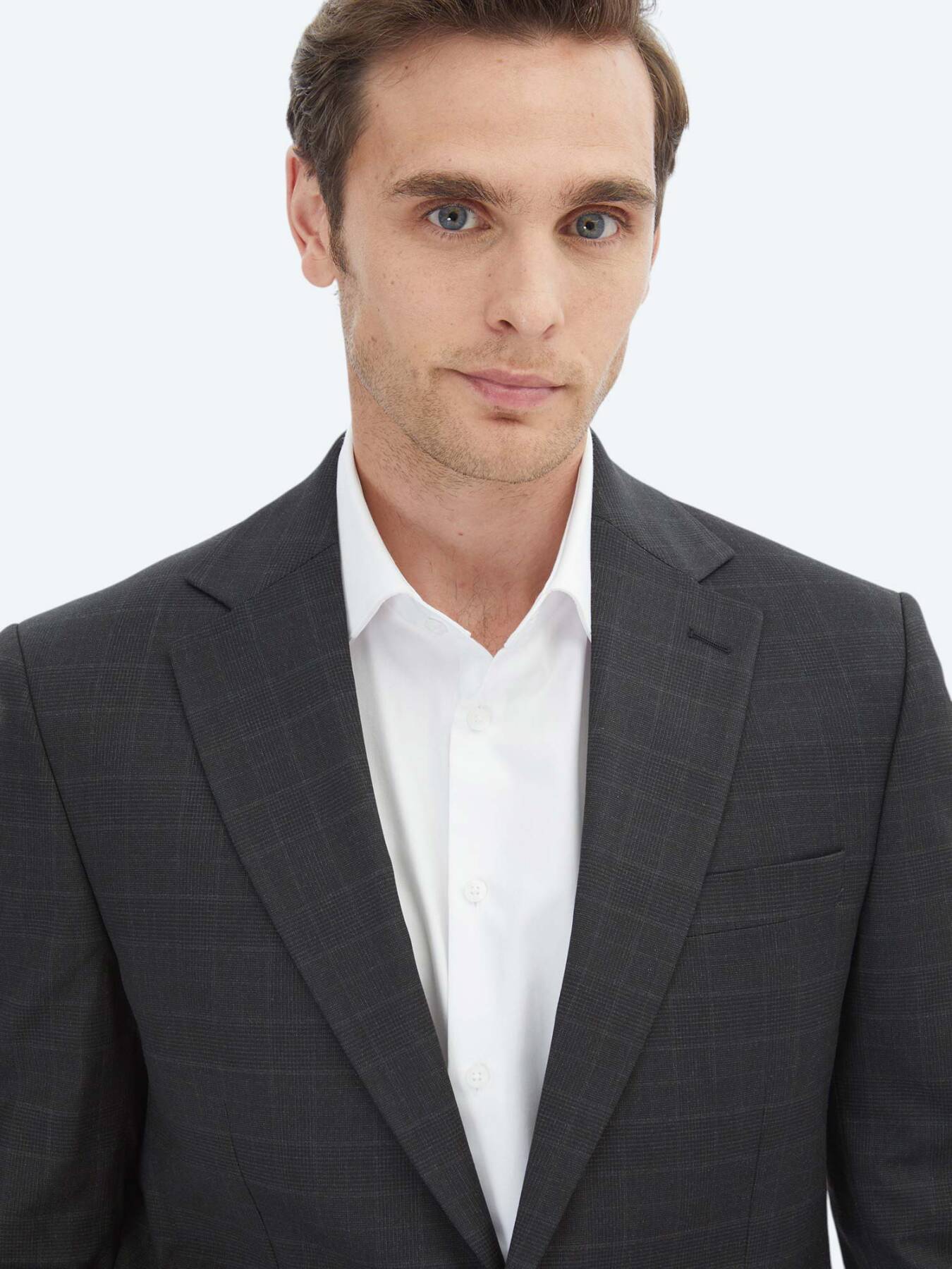 Erkek Siyah Desenli Slim Fit Takım Elbise | KİP