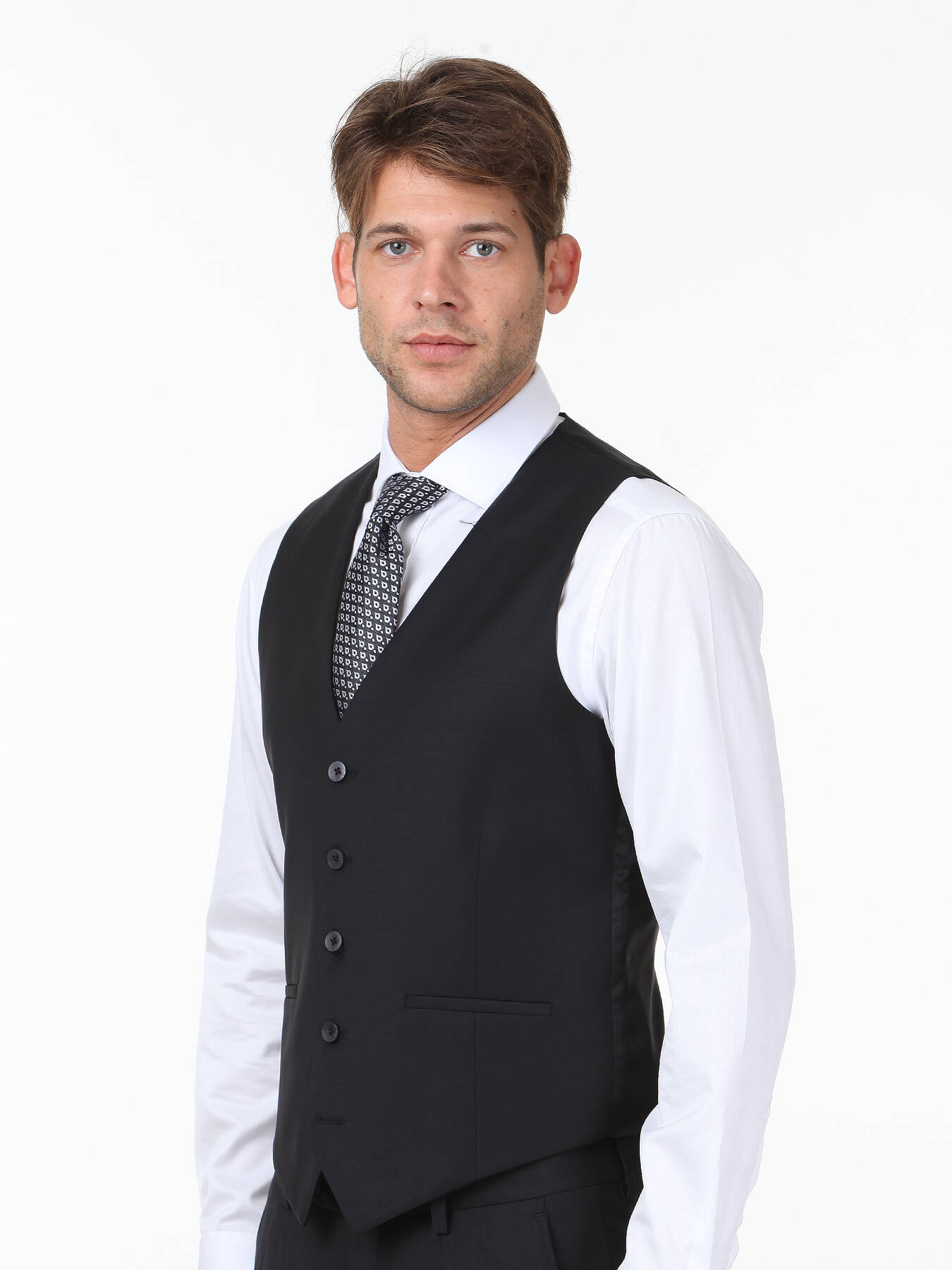 Erkek Siyah Slim Fit Kelebek Yaka Klasik Yelek | KİP